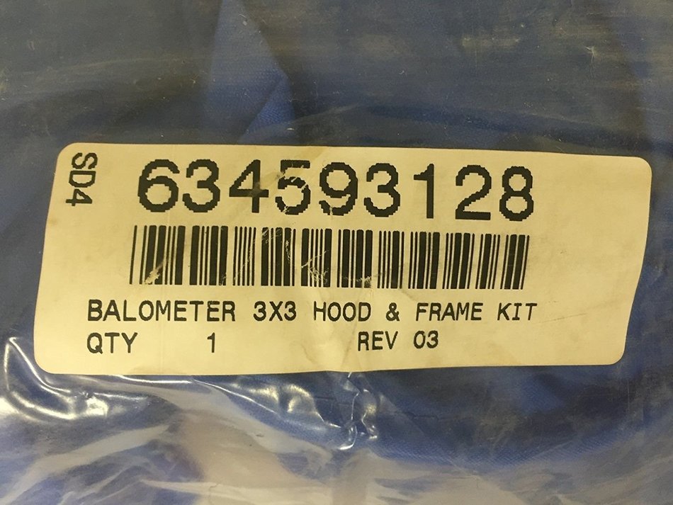 NEW ALNOR BALOMETER HOOD & FRAME KIT 634593128 3X3 REV 03 3FT X 3 FT N2 ...