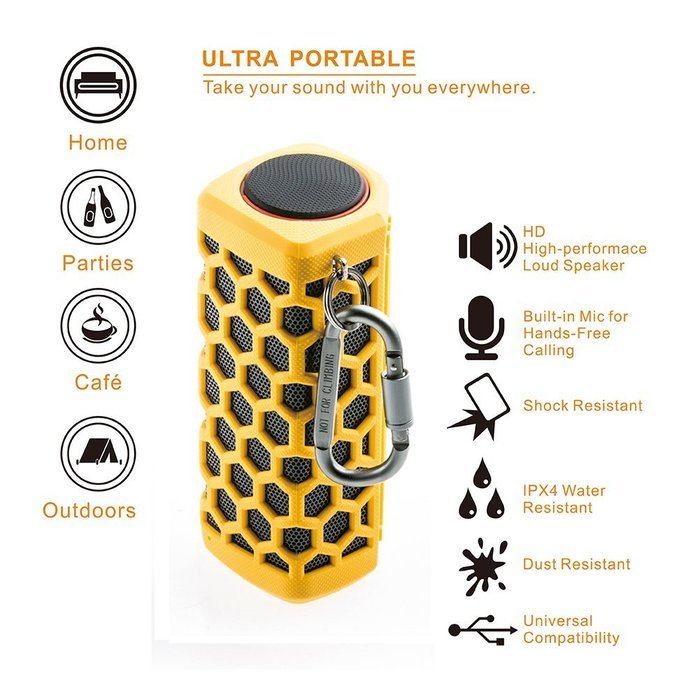 Portable Hi-fi Wireless Bluetooth Speaker Waterproof with Power Bank, Built-in 7000mAh ...
