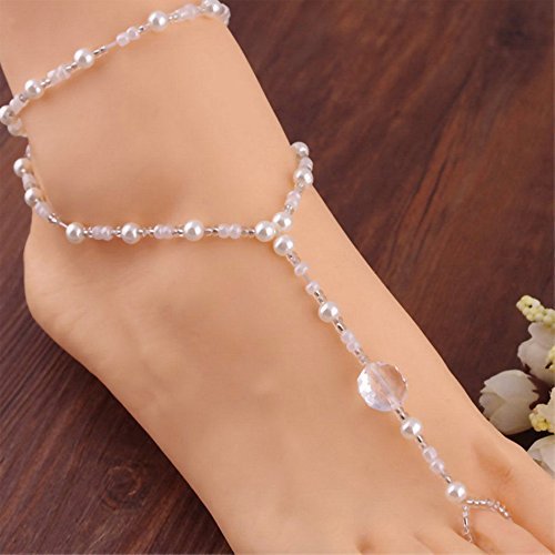Fashion Barefoot Sandal Bridal Beach Pearl Foot Jewelry Anklet Chain ...