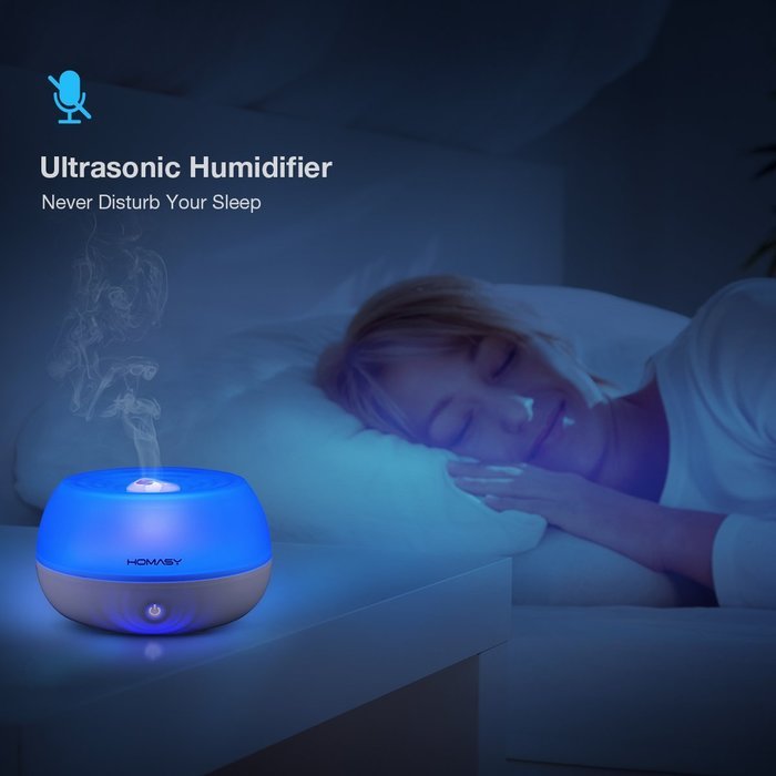 Homasy 800ml Ultrasonic Cool Mist Humidifier, One Touch Button Control ...