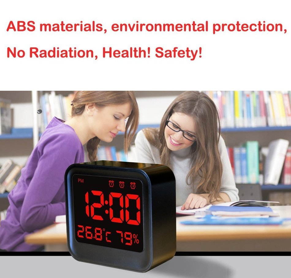 BonyTek Multifunctional Mute Digital Clock Thermometer Hygrometer with ...