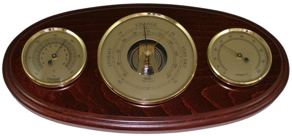 Fischer Instruments 9160-22 Solid Mahogany and Brass Thermometer ...