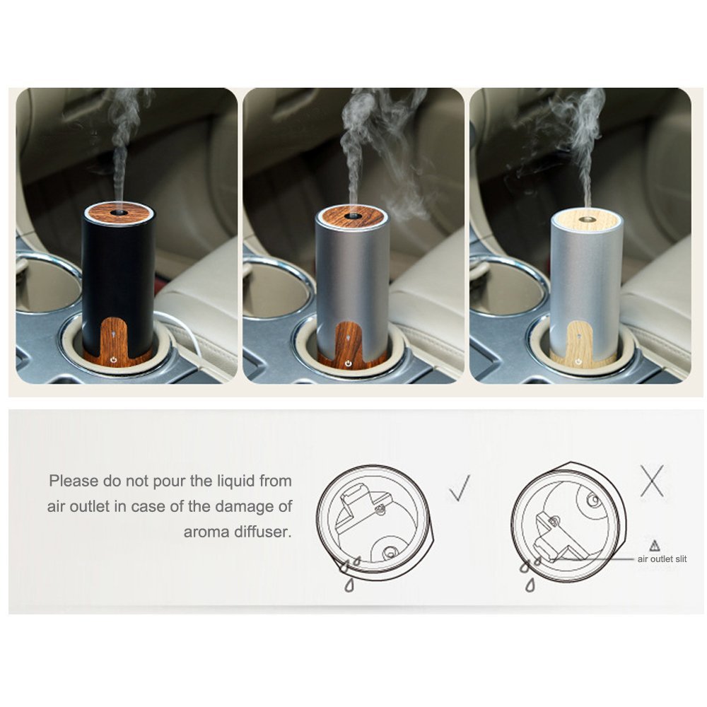 Tri-polar 50mlPortable Wood Grain Ultrasonic Mist Whisper-Quiet Vehicle ...