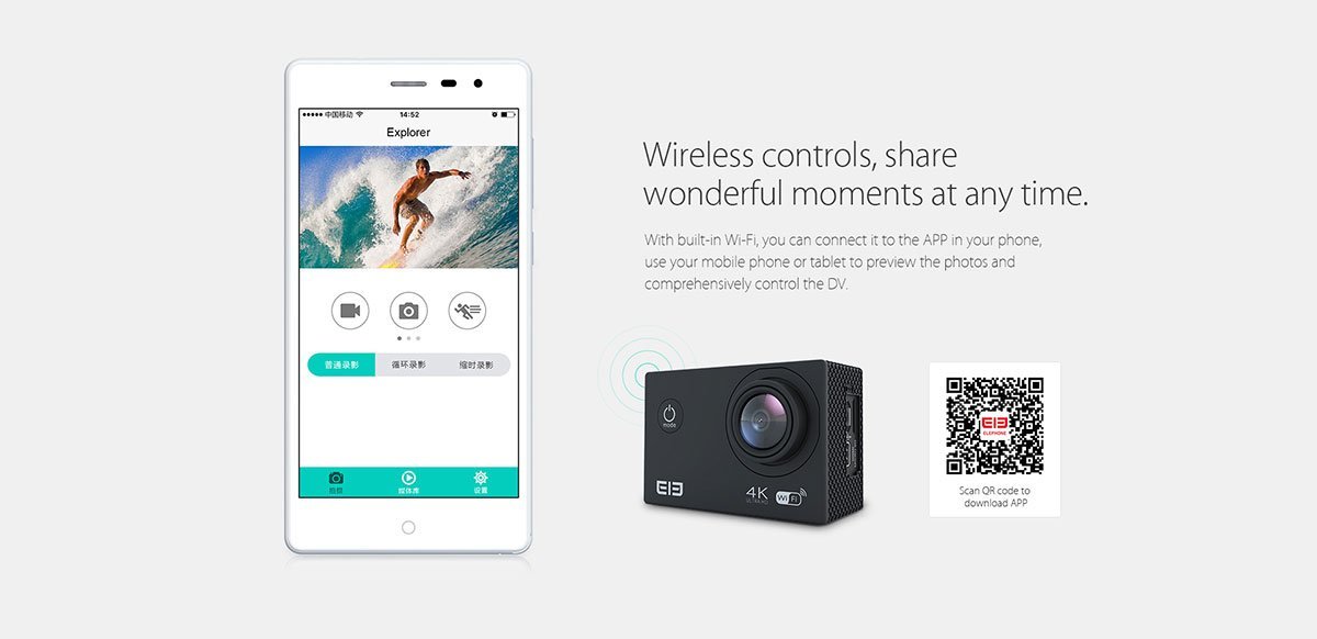 Original Elephone ELE CAM Explorer 4K Ultra HD Sports DV WiFi IP68 ...