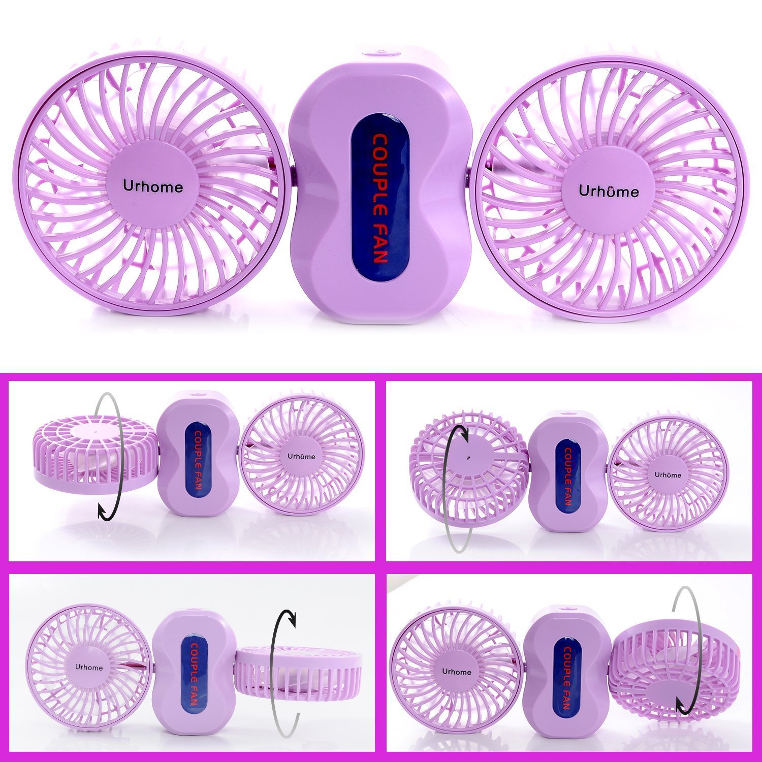 Personal Fans Mini Fan Rechargeable Fans 3 Modes Mini Dual Head Table ...