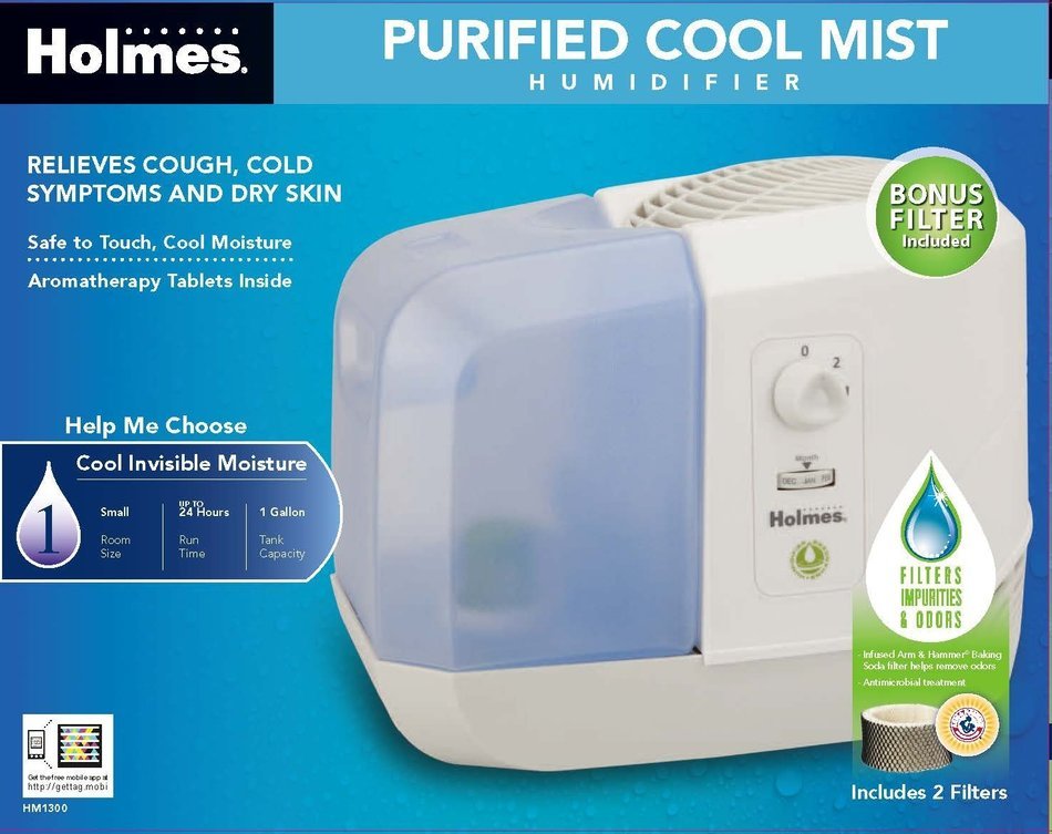 Holmes Group Purified Cool Mist Humidifier with Shatterproof Tank ...