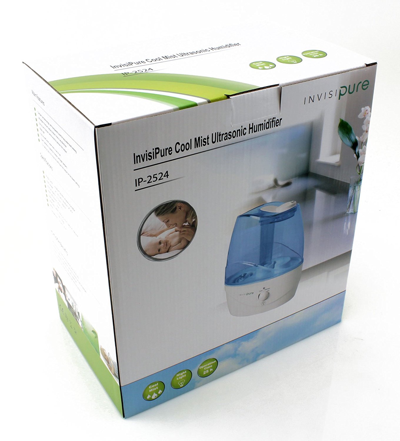 InvisiPure Wave Cool Mist Ultrasonic Humidifier with Night Light ...