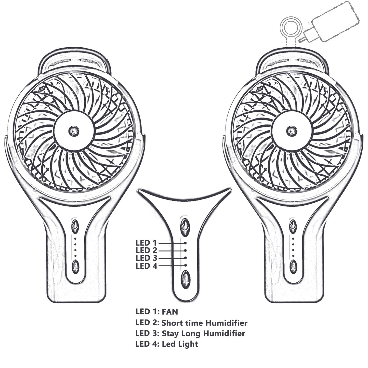 Portable Misting Fan, Silent Handheld USB Mini Fan with Personal ...