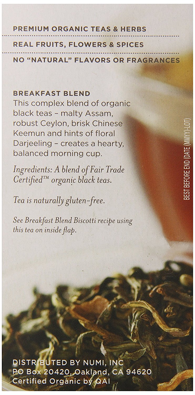 Numi Organic Tea Fair Trade Breakfast Blend - Morning Rise - Full Leaf ...