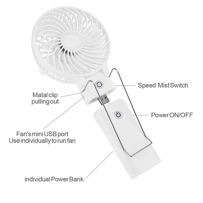 DOIOWN Handheld Portable Table Mini Fan Battery Rechargeable (Blue) N12 ...