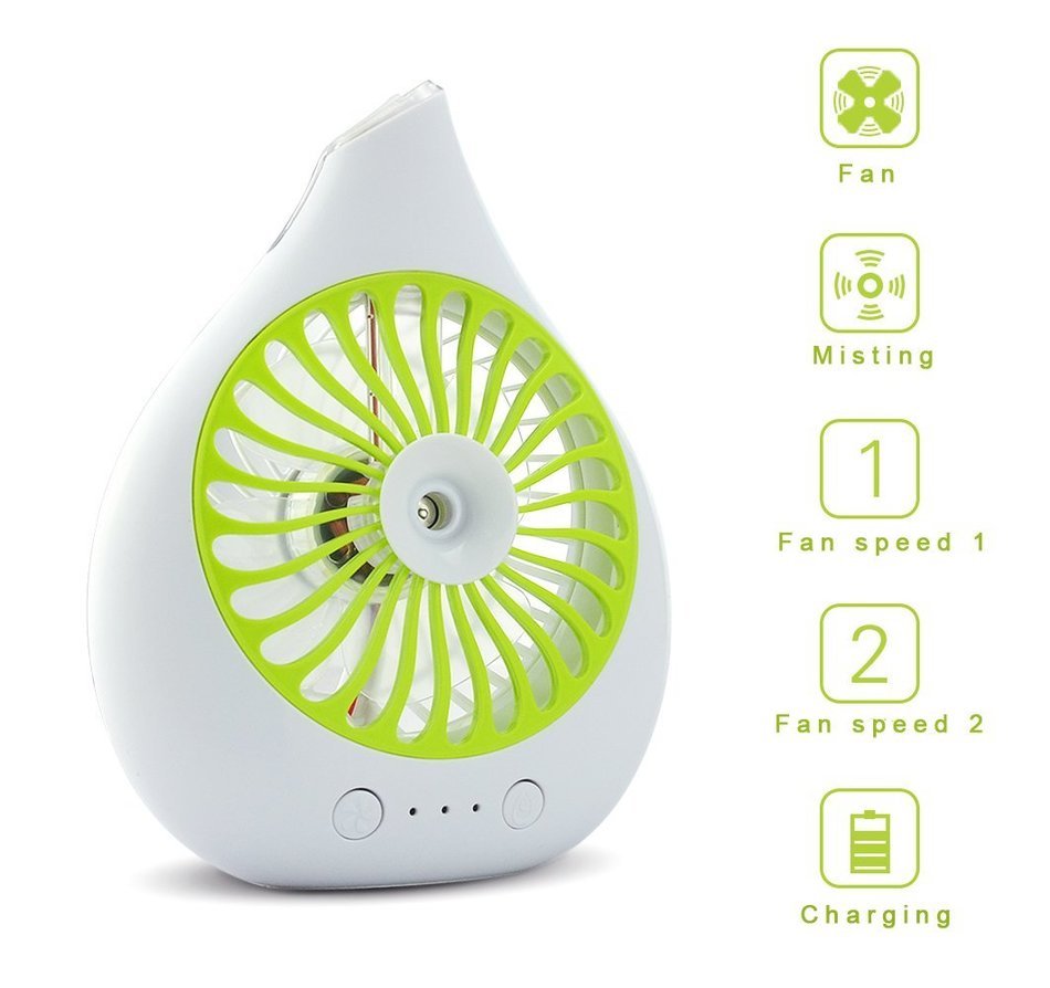 Touchshop Portable Mini Rechargeble Desktop Spray Fan Water Drop Shape