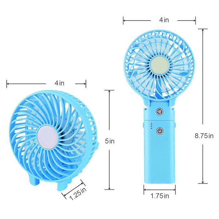 DOIOWN Handheld Portable Table Mini Fan Battery Rechargeable (Blue) N31 ...