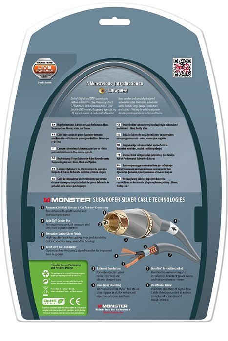 Monster Silver High Performance Subwoofer Cable - 24 Feet free image ...