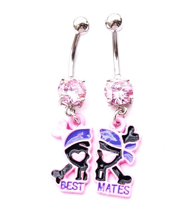 Dedegui 14g Skeleton Best friend Dangling Belly Button Navel Ring Body ...