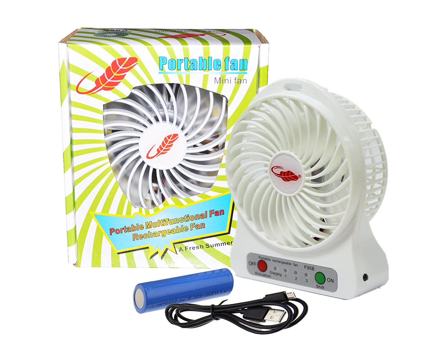 Battery Operated Portable Fans with 2200mA rechargeable Battery -4inch ...