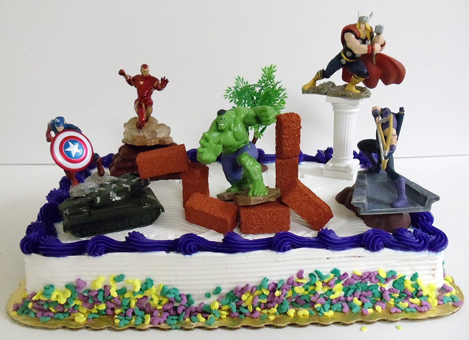 Avengers 15 Piece Birthday Cake Topper Set Featuring Captain America ...