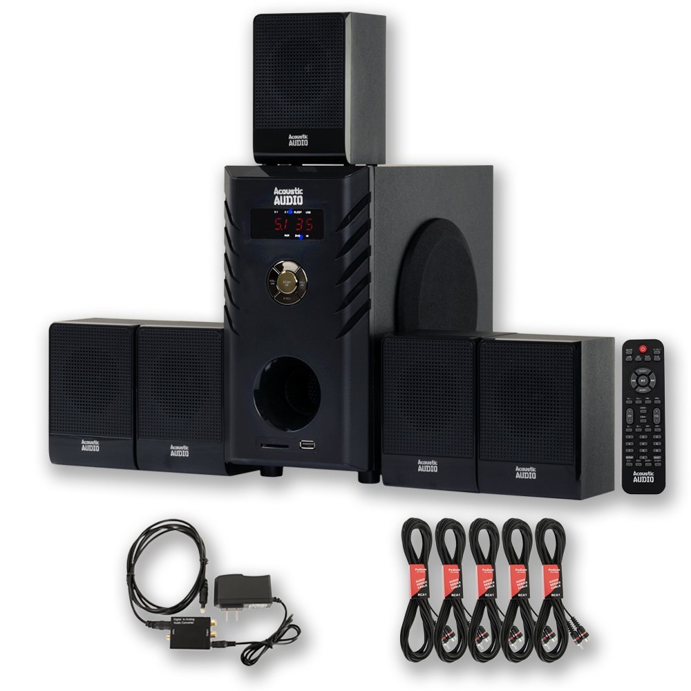 Acoustic Audio AA5104 Home Theater 5.1 Speaker System with Optical ...