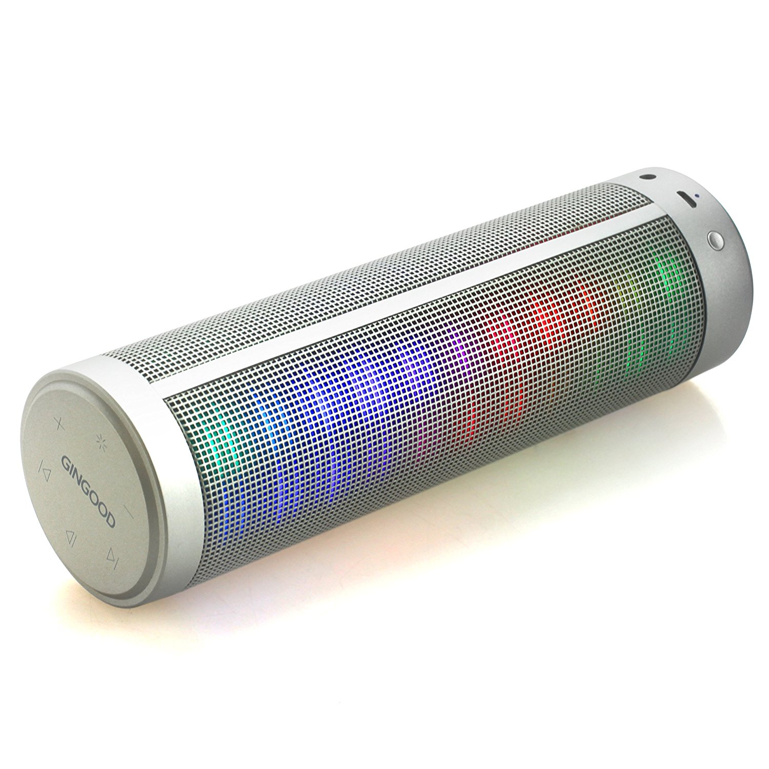 GINGOOD Touch Wireless Bluetooth V4.0 Portable Speaker with Colorful Pulsating LED Lights Silver ...