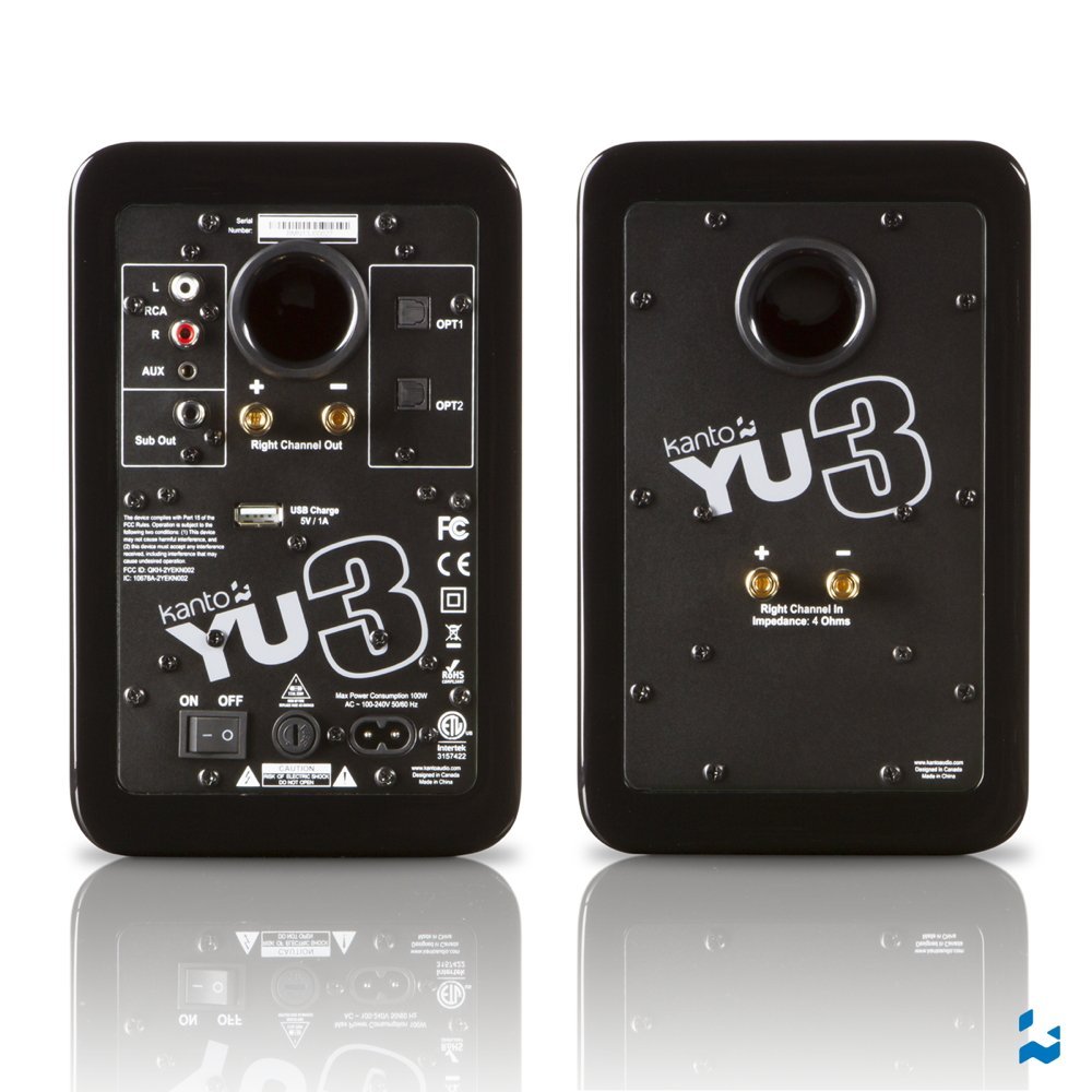 Kanto YU3 4" 2-Way Powered Bookshelf Speakers with aptX Bluetooth 4.0 ...