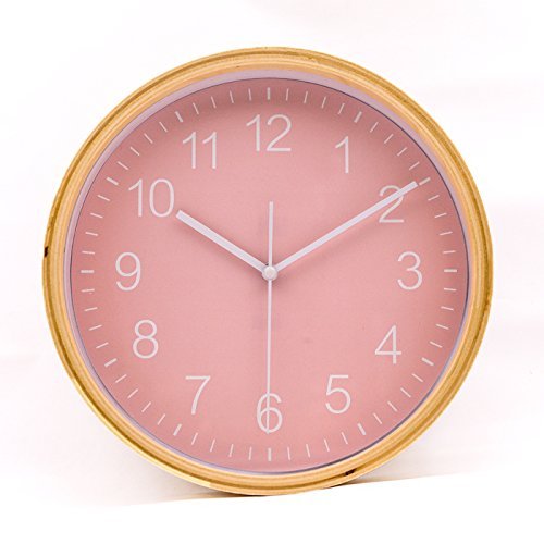 Wall clock solid wood modern brief horologe quieten rustic clock quartz ...