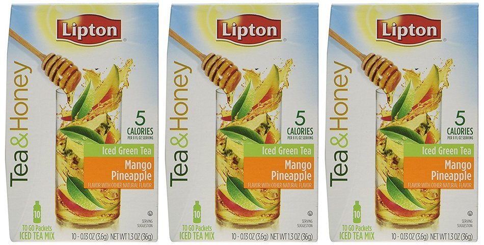 Lipton Tea & Honey To-Go Packets - Mango Pineapple Iced Green Tea - 10 ...
