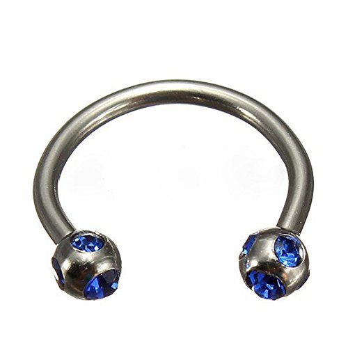 Blue Crystal Surgical Steel Piercing Horseshoe Lip Bar Stud Nose Ear ...