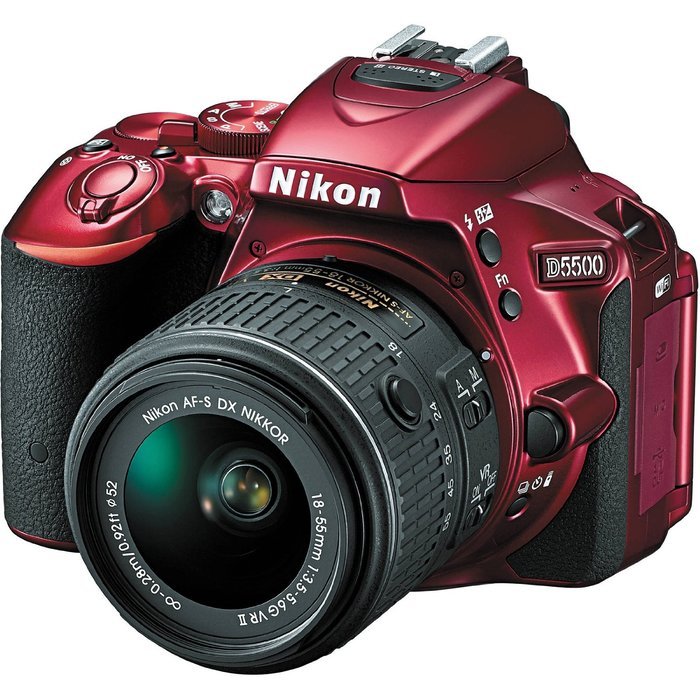 Nikon D5500 Wi-Fi Digital SLR Camera & 18-55mm G VR DX II (Red) & 55 ...
