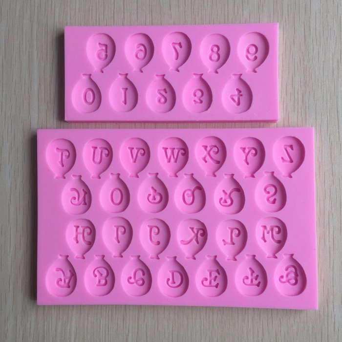 2pcs Balloon Alphabet Letters & Numbers Silicone Fondant Mold Cake ...