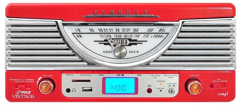 Pyle PTR8UBTBK Bluetooth Turntable System, Retro Vintage Classic Style ...