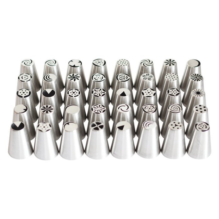 BIG SET: 40 Premium Russian Piping Tips, 2 Silicone Bags, 1 Coupler ...