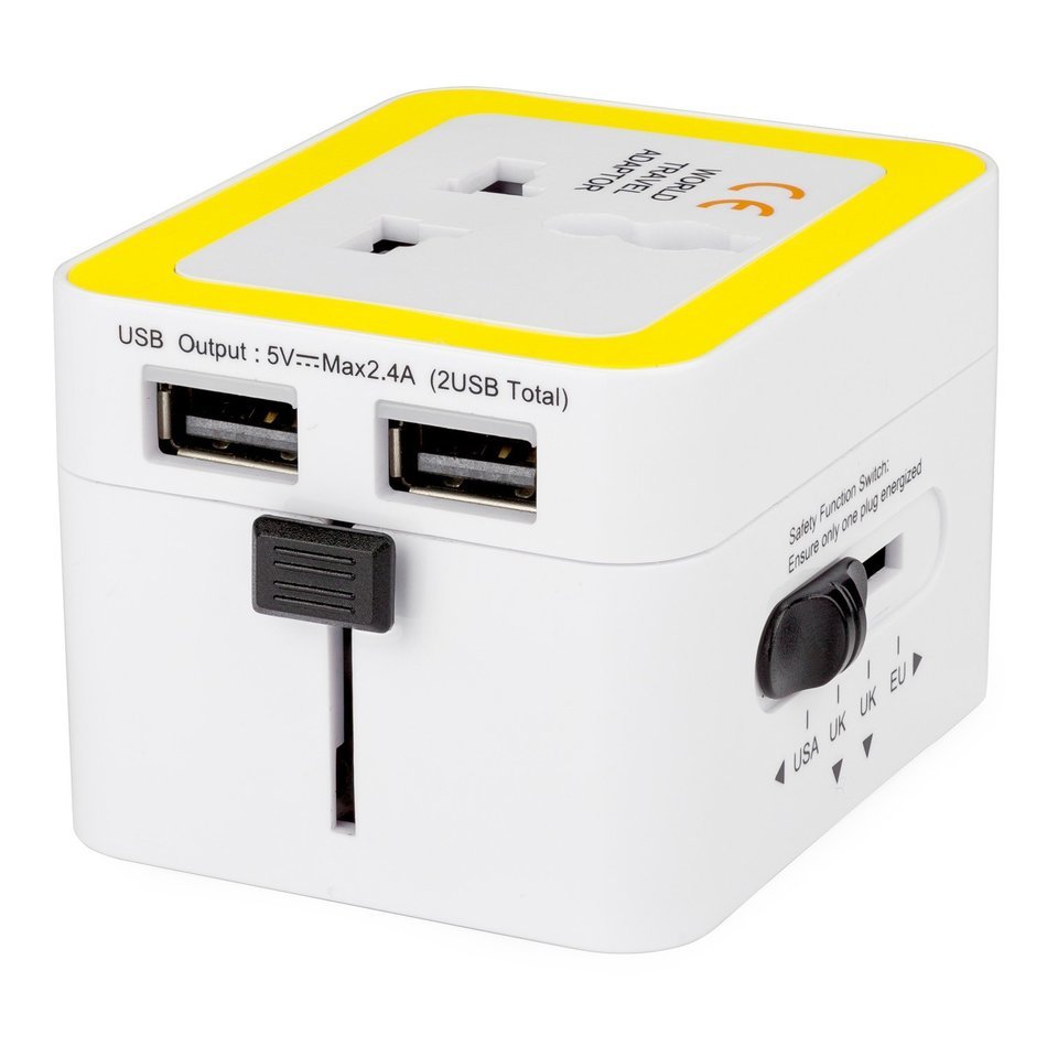 Yubi Power Dual Outlet Travel Adapter with 2 Universal Outlets - Built ...