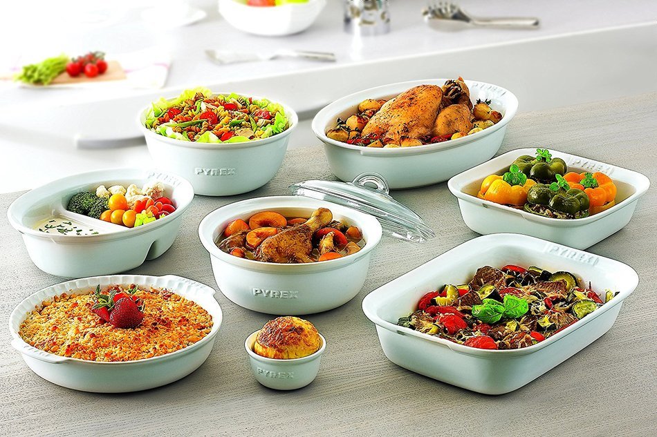 Pyrex 26 cm Round Stoneware Impressions Pie Dish with Handles, White ...