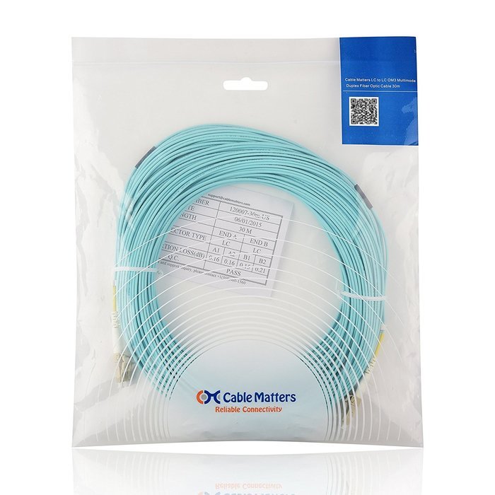 Cable Matters 10Gb 40Gb Multimode OM3 Duplex 50/125 OFNP Fiber Patch ...