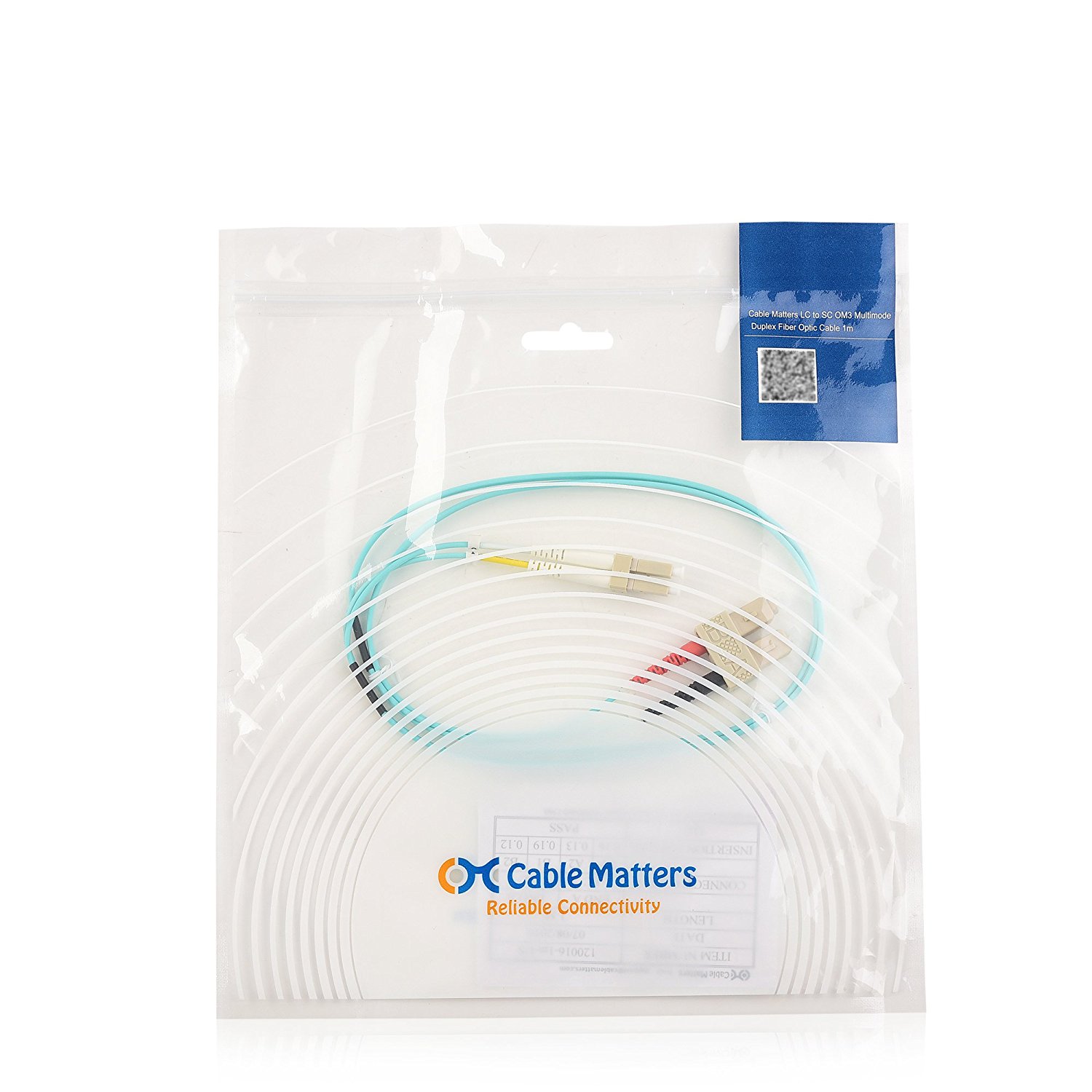 Cable Matters 10Gb 40Gb Multimode OM3 Duplex 50/125 OFNP Fiber Patch ...