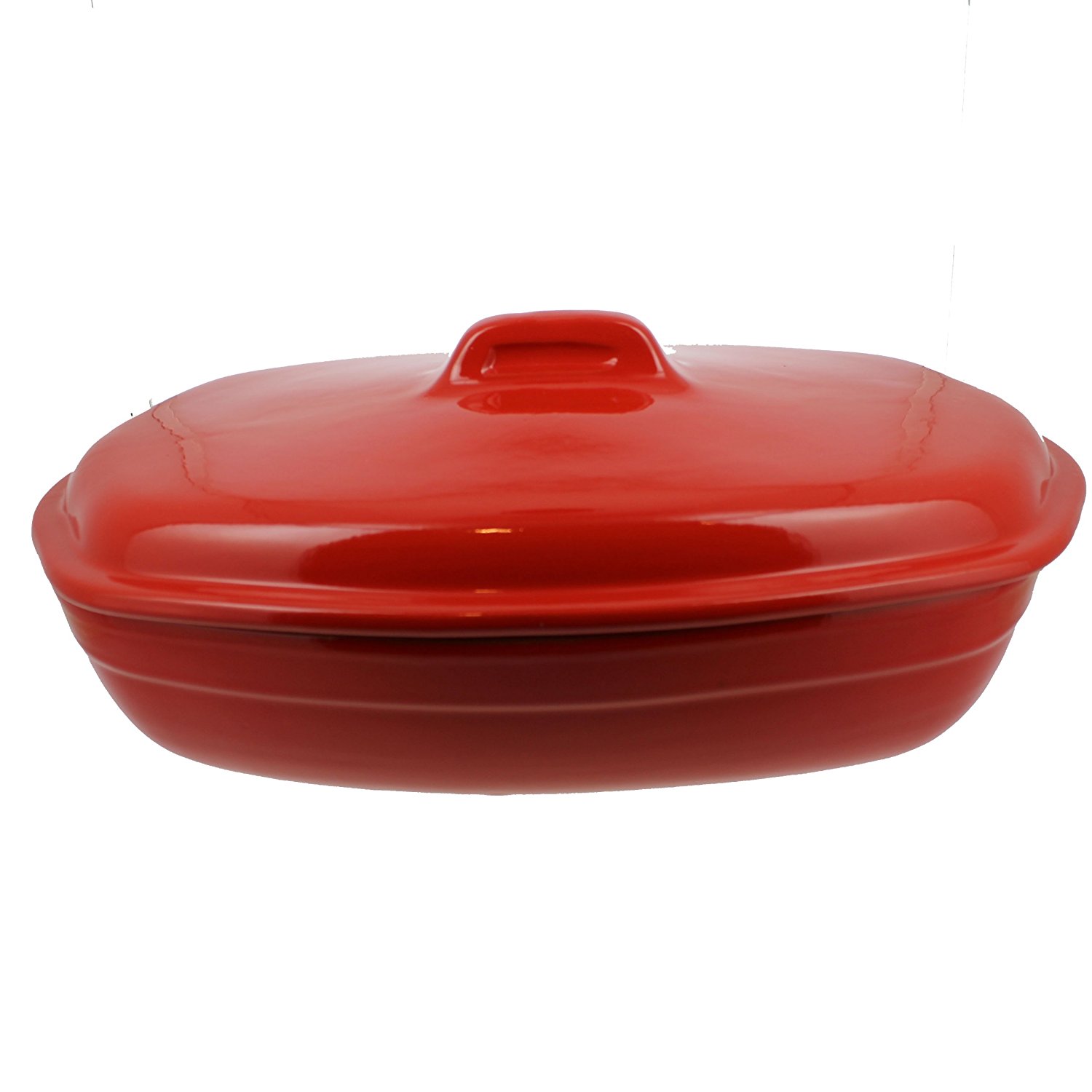 Coli Bakeware CL02-RD--C4 Italian Ceramic Oval Roasting Pot, 3.25-Quart ...
