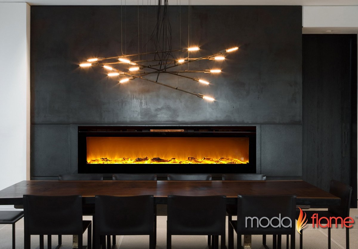 Moda Flame 60" Cynergy XL Log Built-In Wall Mounted Electric Fireplace ...