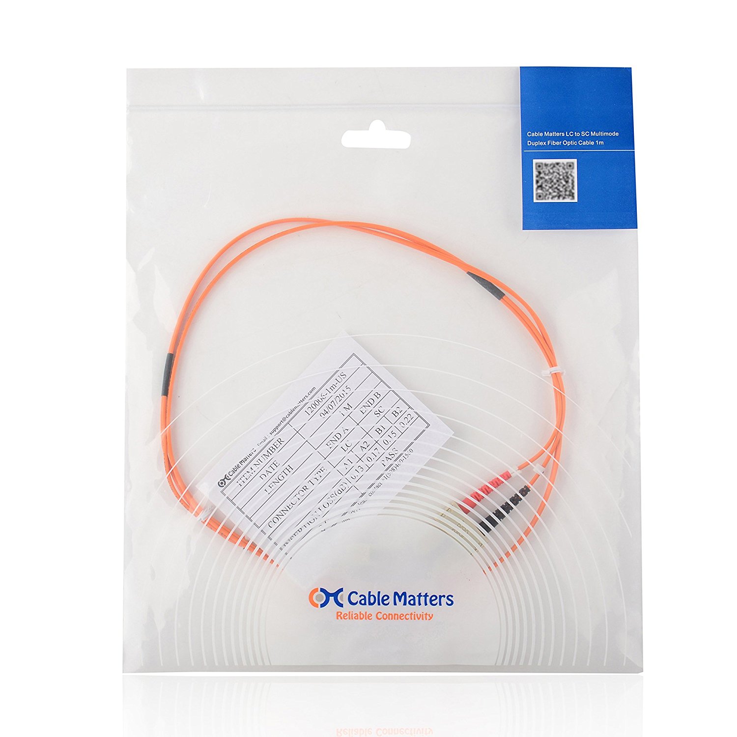 Cable Matters 10Gb 40Gb Multimode OM3 Duplex 50/125 OFNP Fiber Patch ...