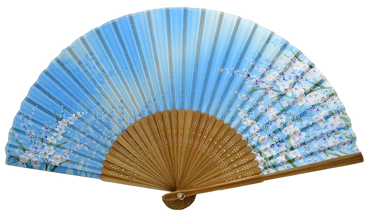 TANG DYNASTY(TM) High Quality Japanese Silks Hand Fan Blue Handheld Fan ...