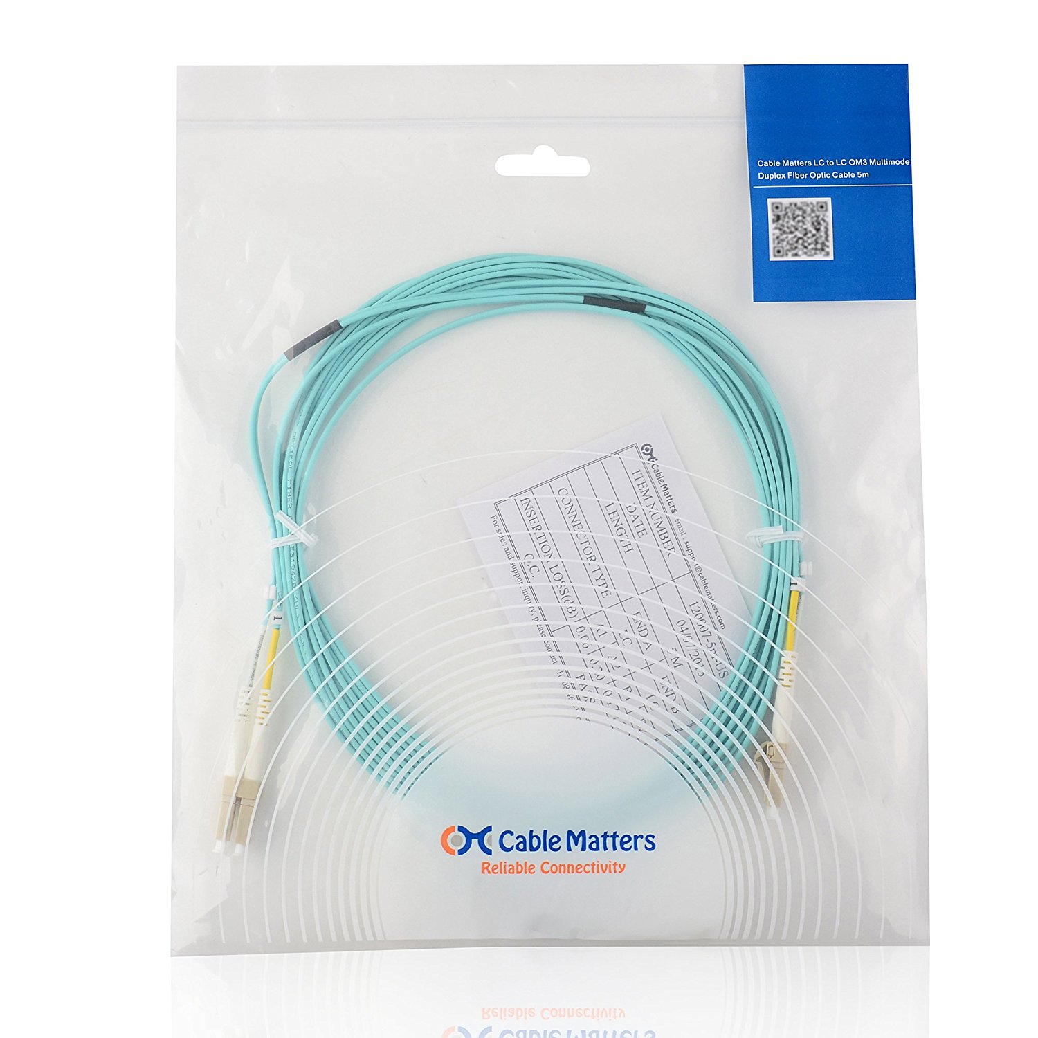 Cable Matters 10Gb 40Gb Multimode OM3 Duplex 50/125 OFNP Fiber Patch ...