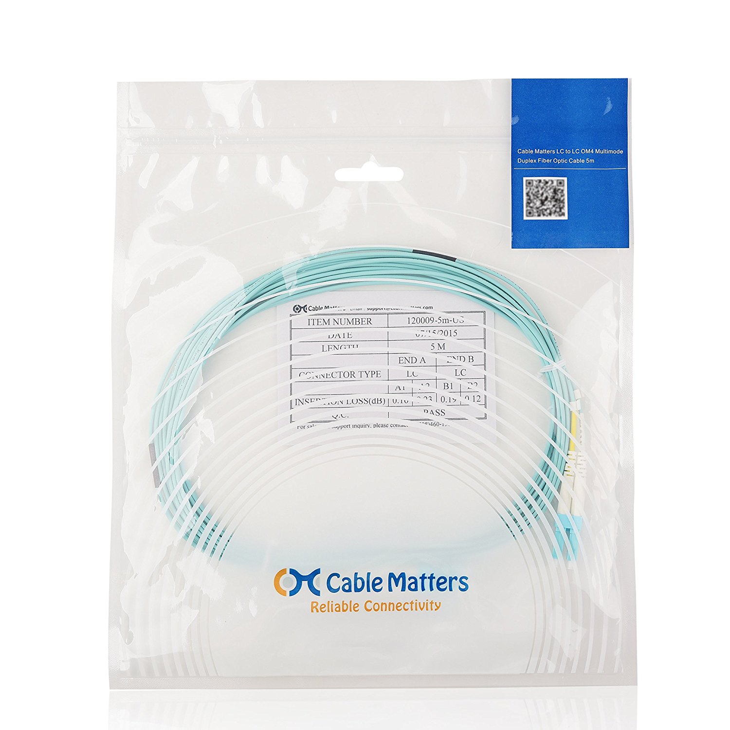 Cable Matters 10Gb 40Gb Multimode OM3 Duplex 50/125 OFNP Fiber Patch ...