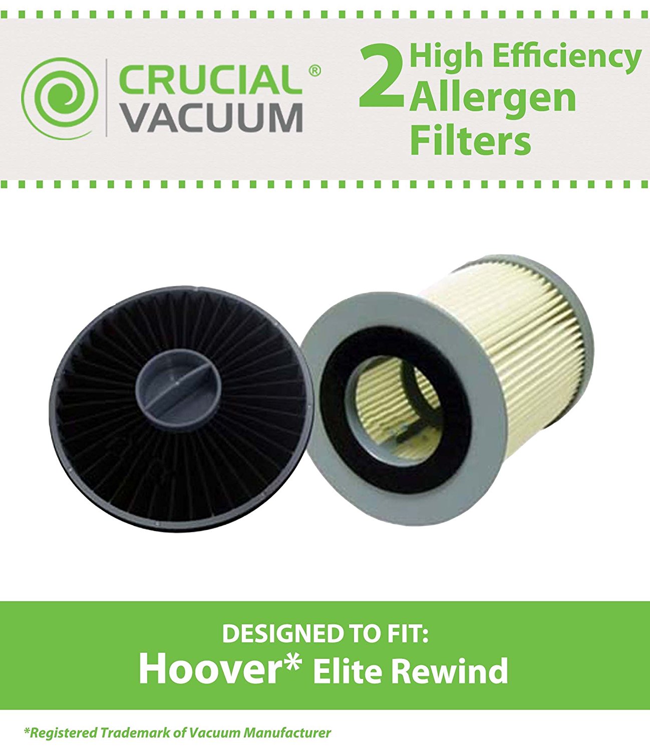 2 Hoover Elite Rewind Allergen Filter Kit Designed To Fit Hoover Elite ...