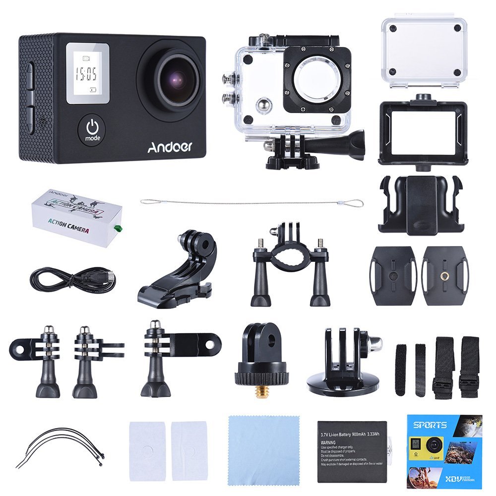 Andoer 4K 30fps/1080P 60fps Full HD 16MP Action Camera Waterproof 30m ...