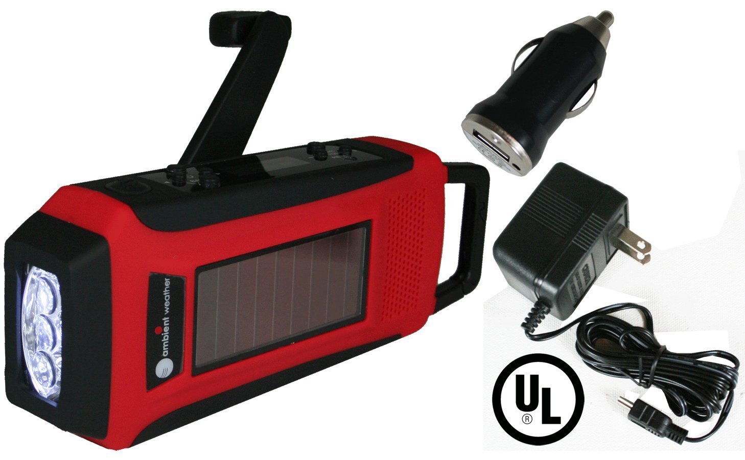 Ambient Weather WR-099 Compact Emergency Solar Hand Crank AM/FM ...
