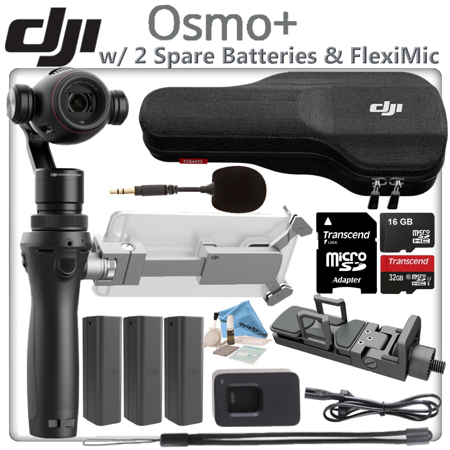 DJI OSMO Plus Starters Bundle - Includes 2 Spare Osmo High Capacity ...