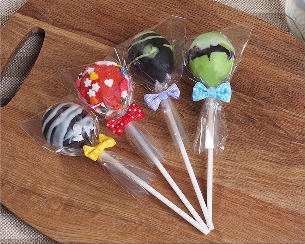 Lautechco 100pcs Mini Cake Pop Lollipop Cookie Stick White Color Food ...