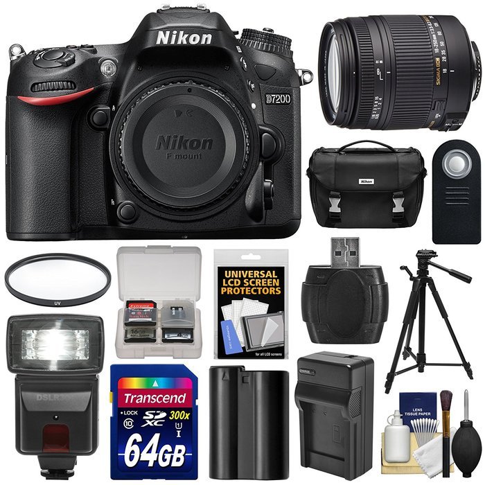 Nikon D7200 Wi-Fi Digital SLR Camera Body with Sigma 18-250mm OS Lens ...