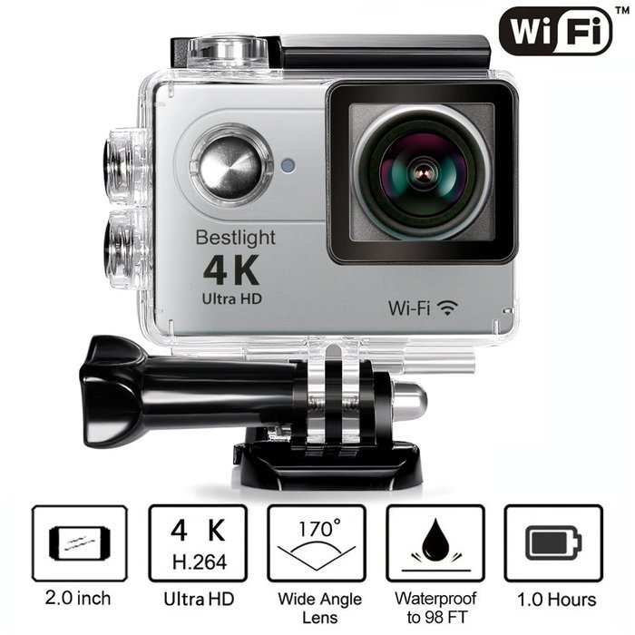 Bestlight sport Action Camera 12MP 4K 60fps WIFI 2-Inch LCD Display 170 ...