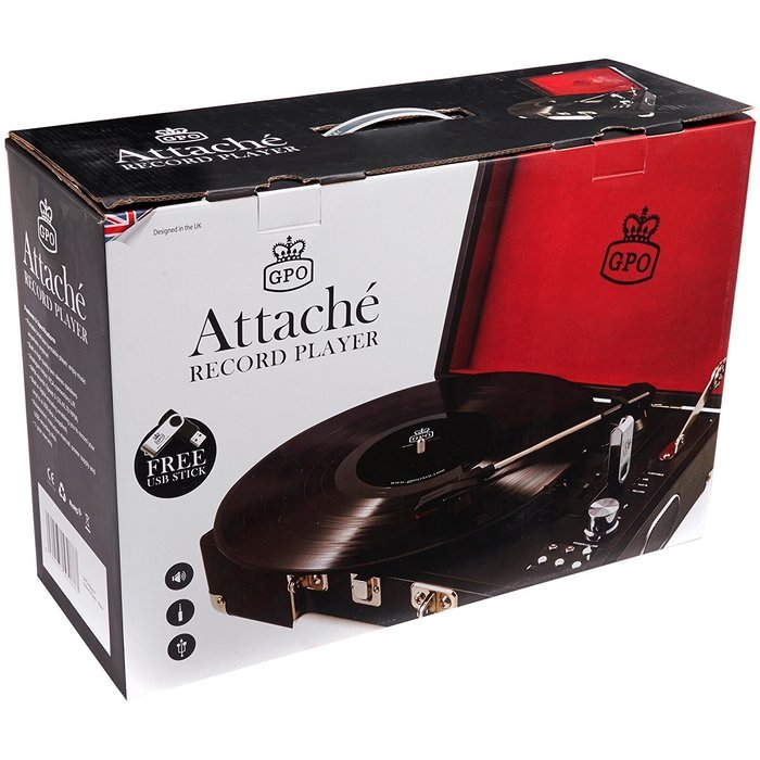 GPO Attache Briefcase Style 3-Speed Portable Vinyl Turntable with Built ...