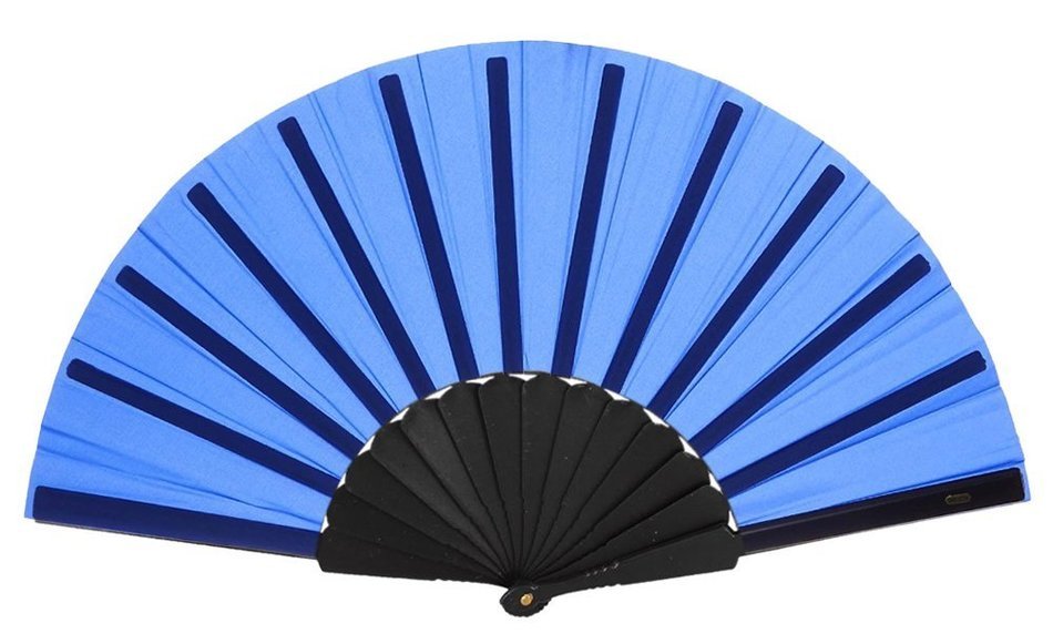 COCOTINA Solid Folding Nylon-Cloth Handheld Fan for Ladies (Blue) N8 ...