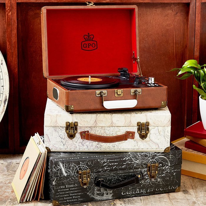 GPO Attache Briefcase Style 3-Speed Portable Vinyl Turntable with Built ...